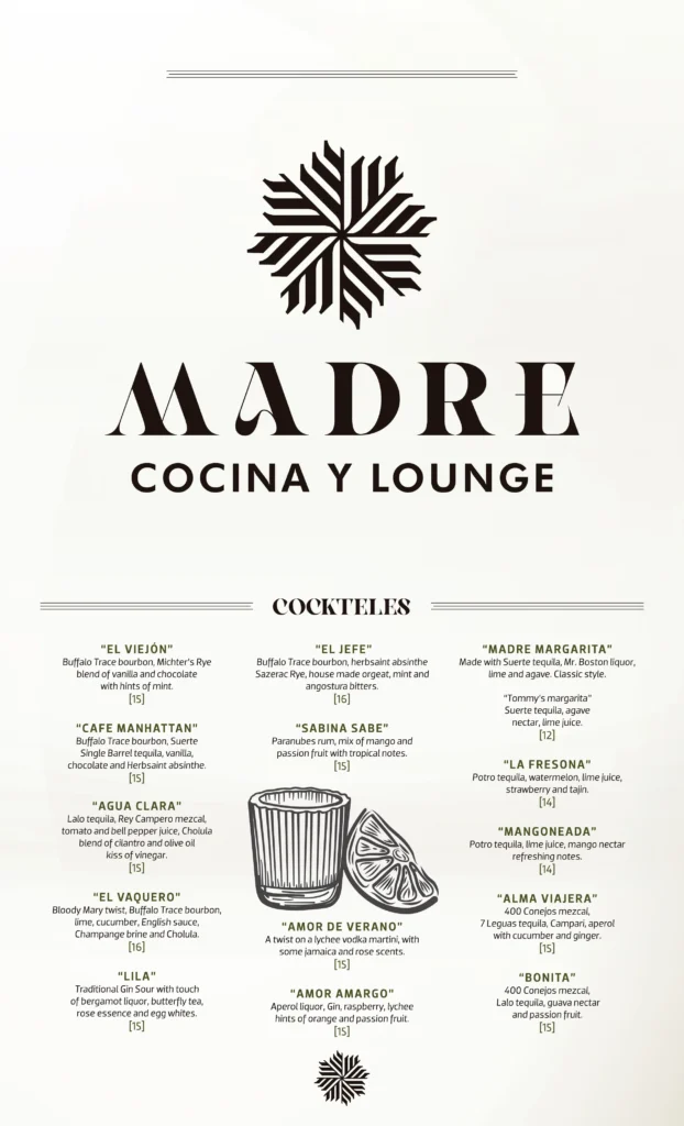 Madre Cocina y Lounge Fort Collins Menu